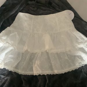 SHEIN | Skirts | Nwt White Eyelet Lace Ruffle Mini Skirt | Poshmark